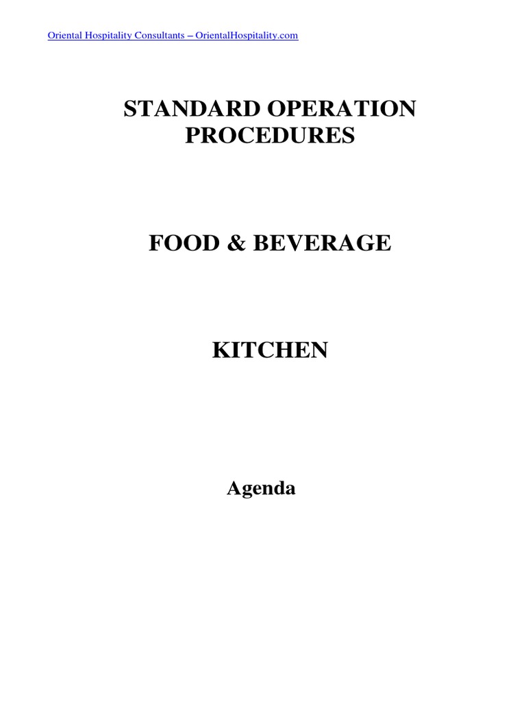 10 08 Kitchen Standard Operation Procedures 198 Pages PDF | PDF ...