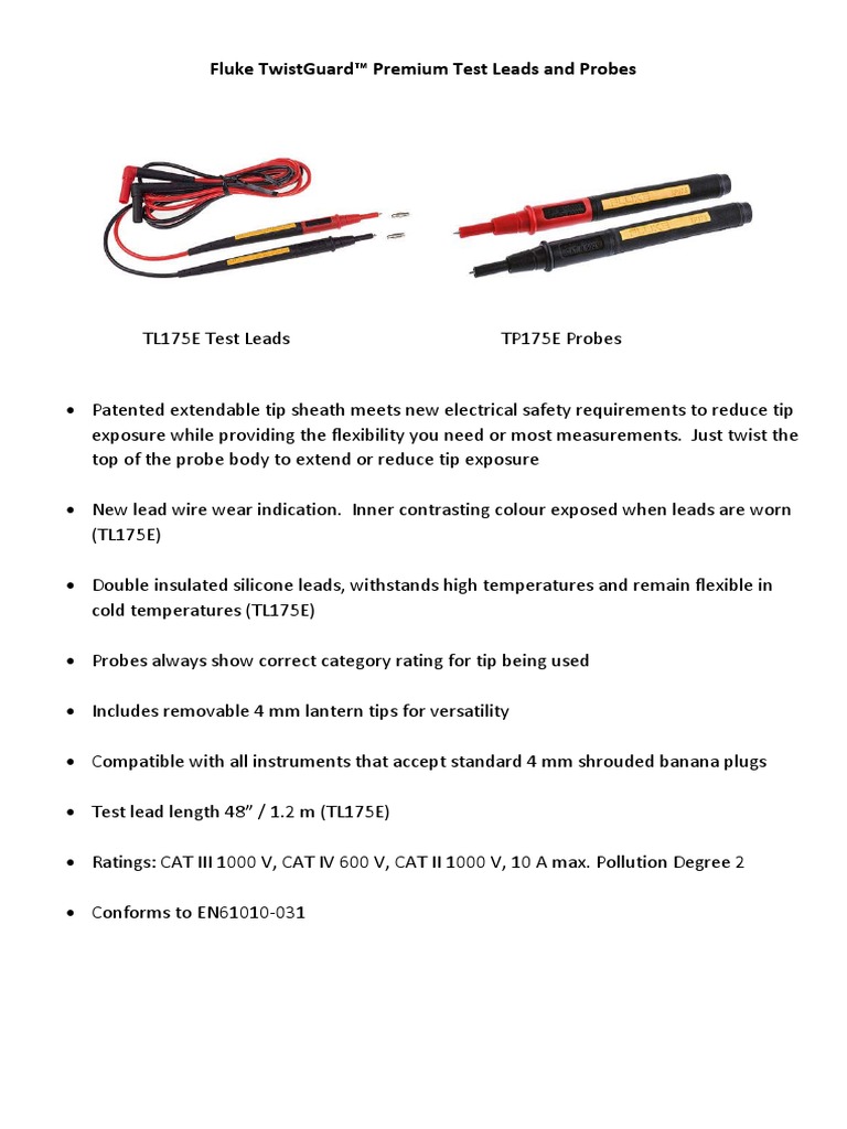 Fluke Test Lead TL175E PDF | PDF