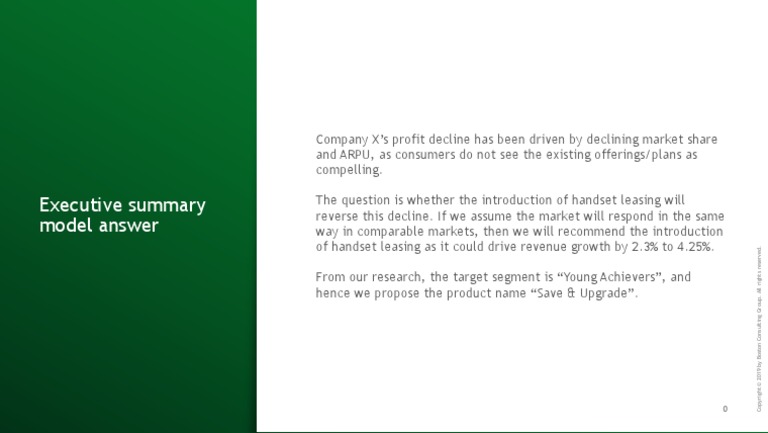 BCG InsideSherpa Core Strategy - Telco (Task 4 Model Answer) | PDF