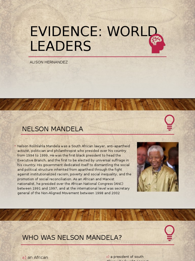 Evidence World Leaders Alison | PDF | Nelson Mandela | Apartheid