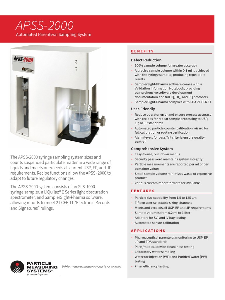 APSS-2000: Automated Parenteral Sampling System | PDF | Verification ...