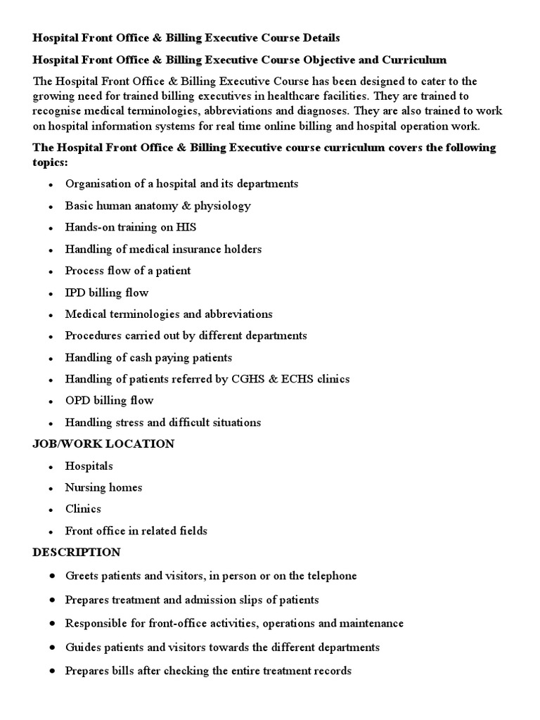 Hospital Front Office | PDF | Hospital | Patient