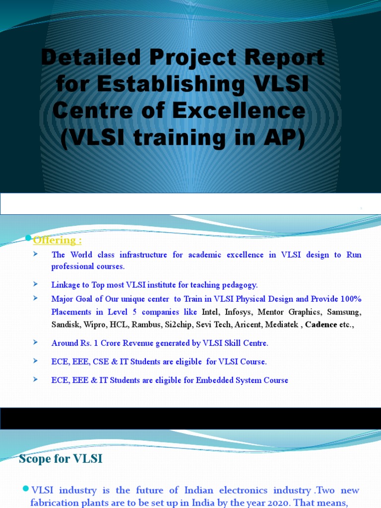 Detailed Project Report For Establishing VLSI Centre of Excellence ...