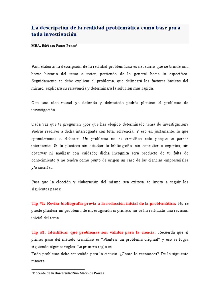 La Realidad Problemática. Base de Las Investigaciones | PDF | Teoría ...