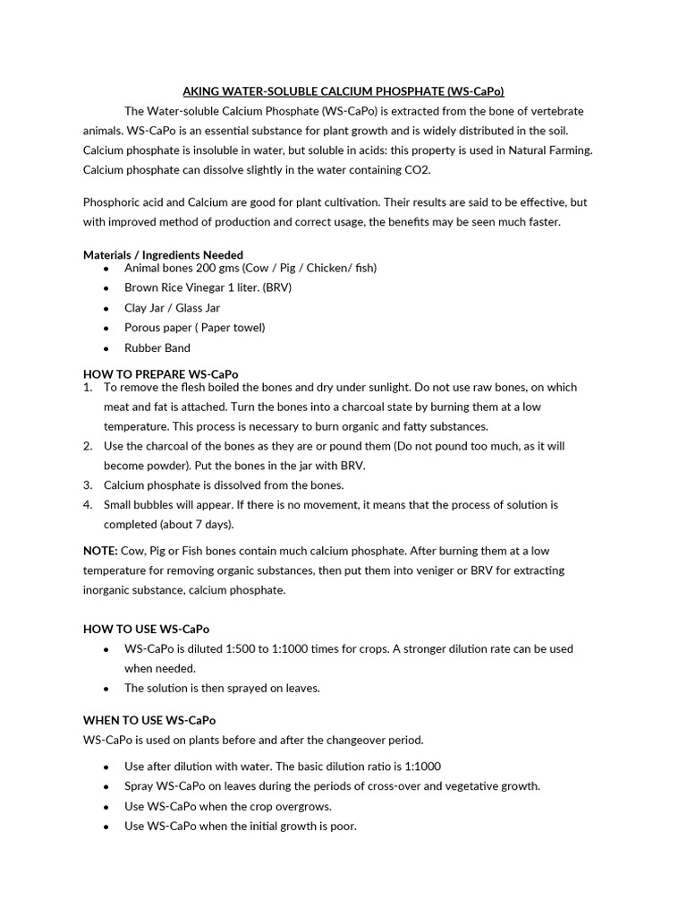 Aking Water-Soluble Calcium Phosphate (Ws-Capo) | PDF | Phosphate ...