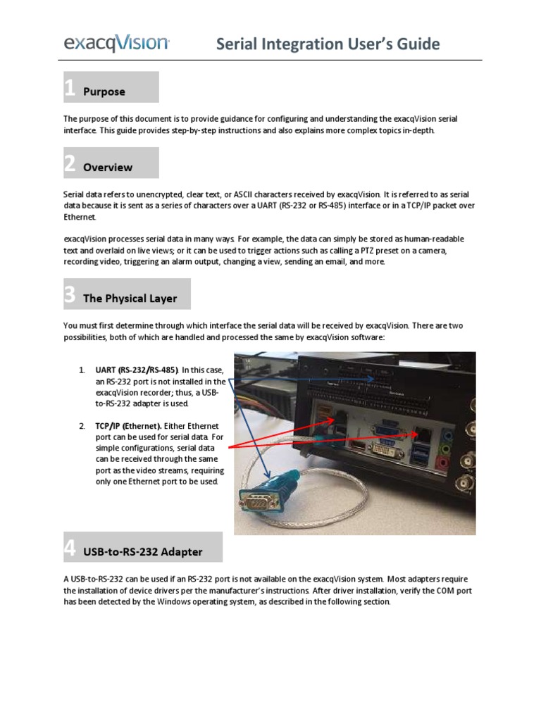 Configuring Serial Ports and Profiles to Integrate Serial Data in an exacqVision Video ...