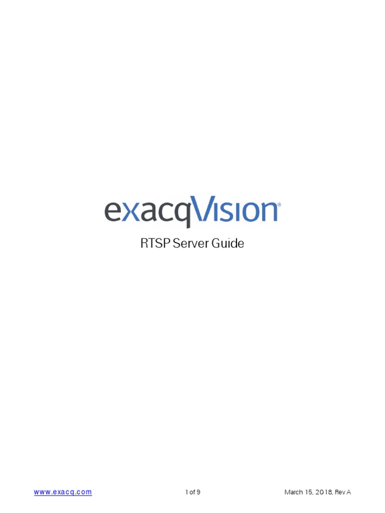 Exacqvision RTSP Server Guide | PDF | Streaming Media | Microsoft Windows