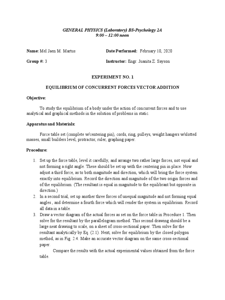 General Physics Laboratory (Mel) | PDF | Force | Euclidean Vector
