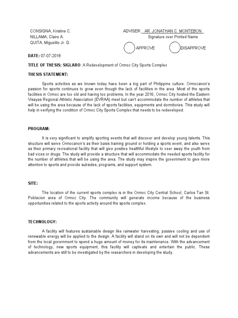 DATE: 07-07-2018 TITLE OF THESIS: SIGLARO: A Redevelopment of Ormoc ...