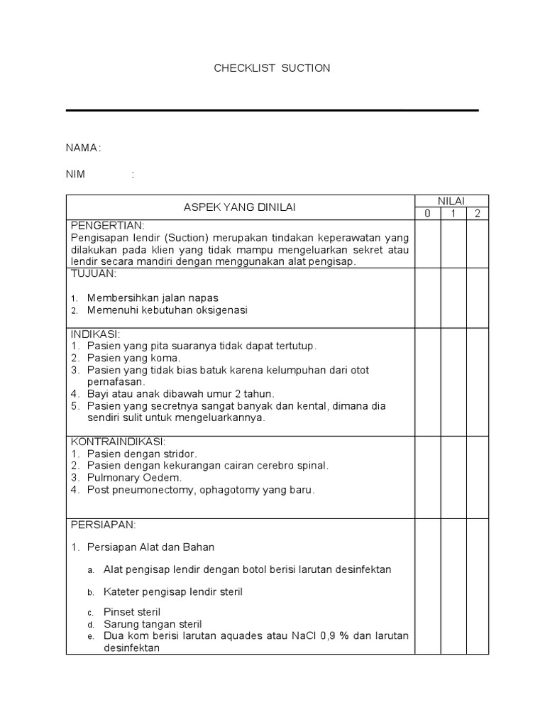 Checklist Suction | PDF