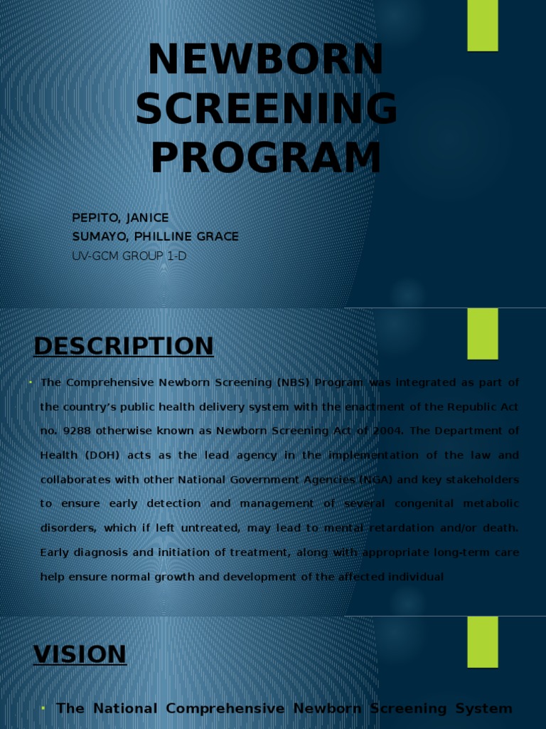 Newborn Screening Program: Pepito, Janice Sumayo, Philline Grace | PDF ...