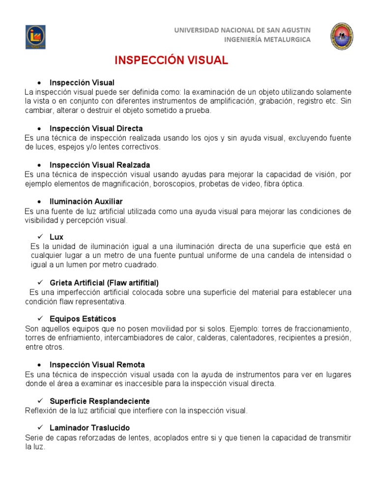 Técnicas de Inspección Visual | PDF | Percepción visual | Óptica