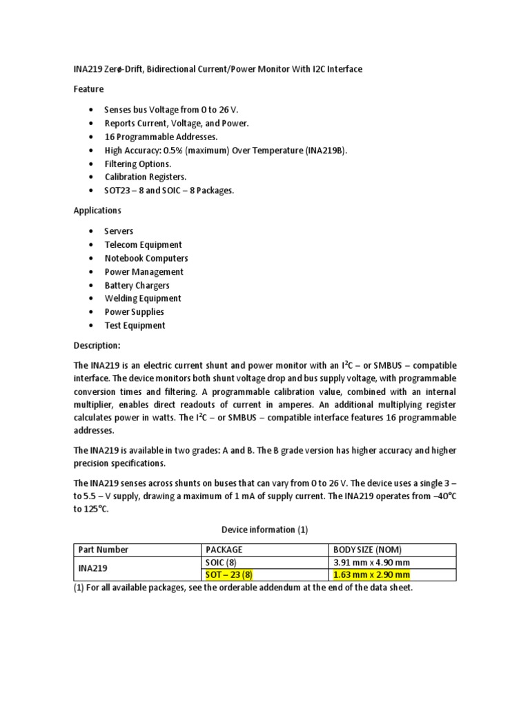 Ina219 (Ingles) PDF | PDF | Electrical Engineering | Computer Engineering