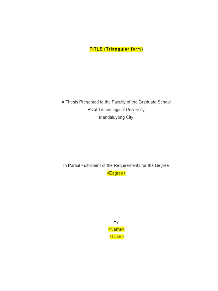 Sample Preliminaries | PDF | Graduate School | Thesis