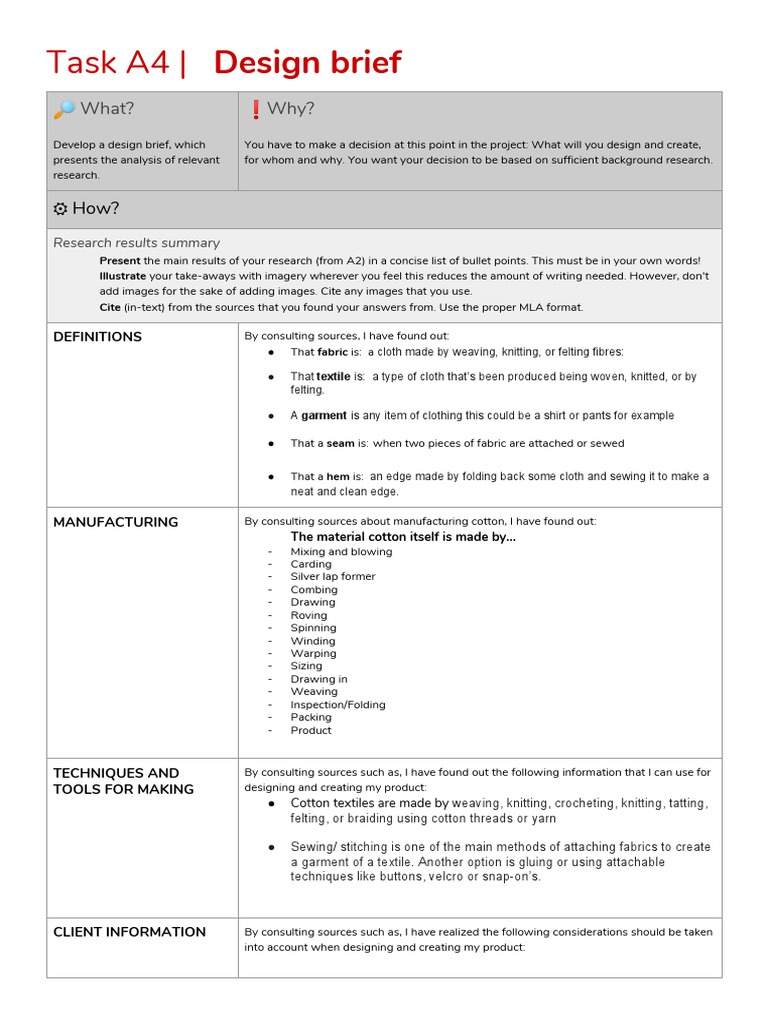 A4 Design Brief Sustainable Design Sewciety Marianne Herland | PDF ...