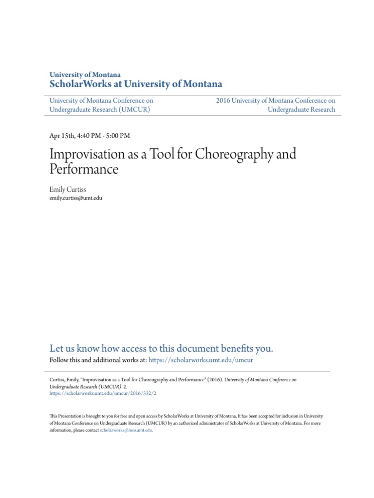 Improvisation in Dance Choreography | PDF | Improvisation | Dances