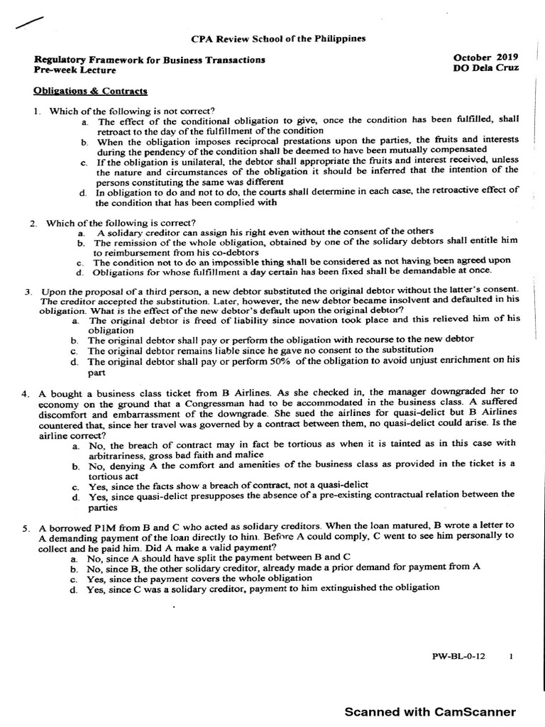 CPAR B86 Preweek - RFBT 6 | PDF