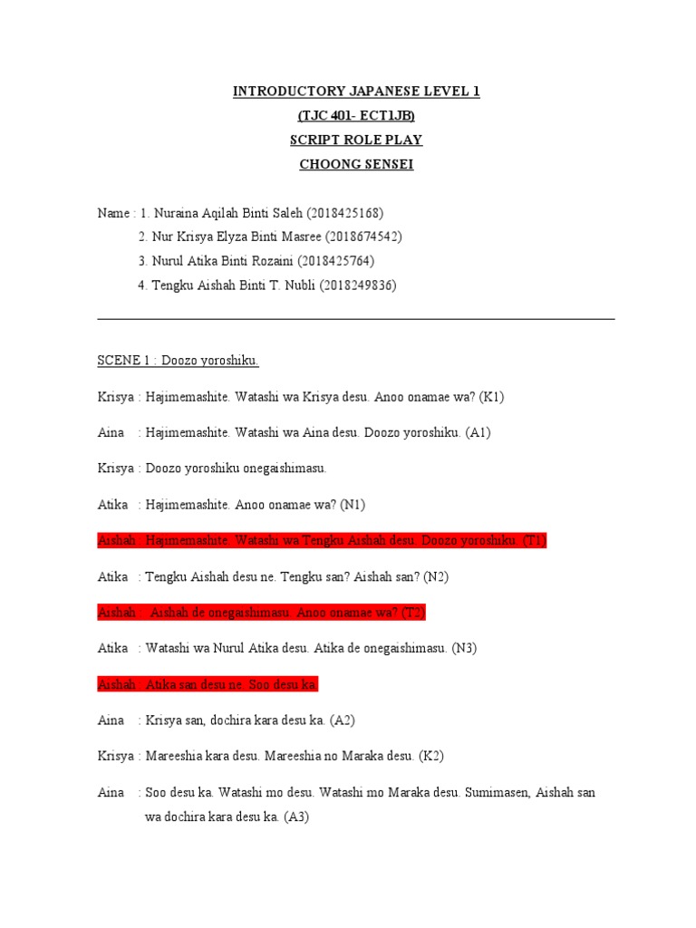 Script Role Play Japan Latest | PDF | Unrest