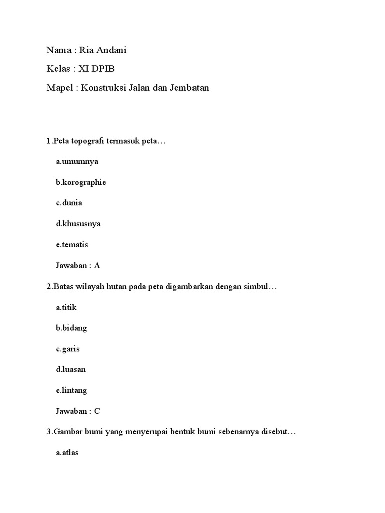 Soal Pilihan Ganda Ria Andani (KJJ) | PDF | Metode & Bahan Ajar | Seni