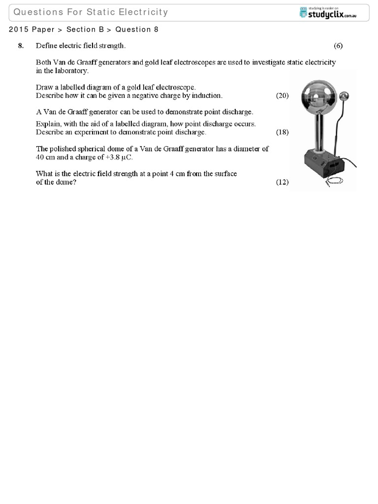 Static Electricity Exam Questions & Answers | PDF | Business | Finance ...