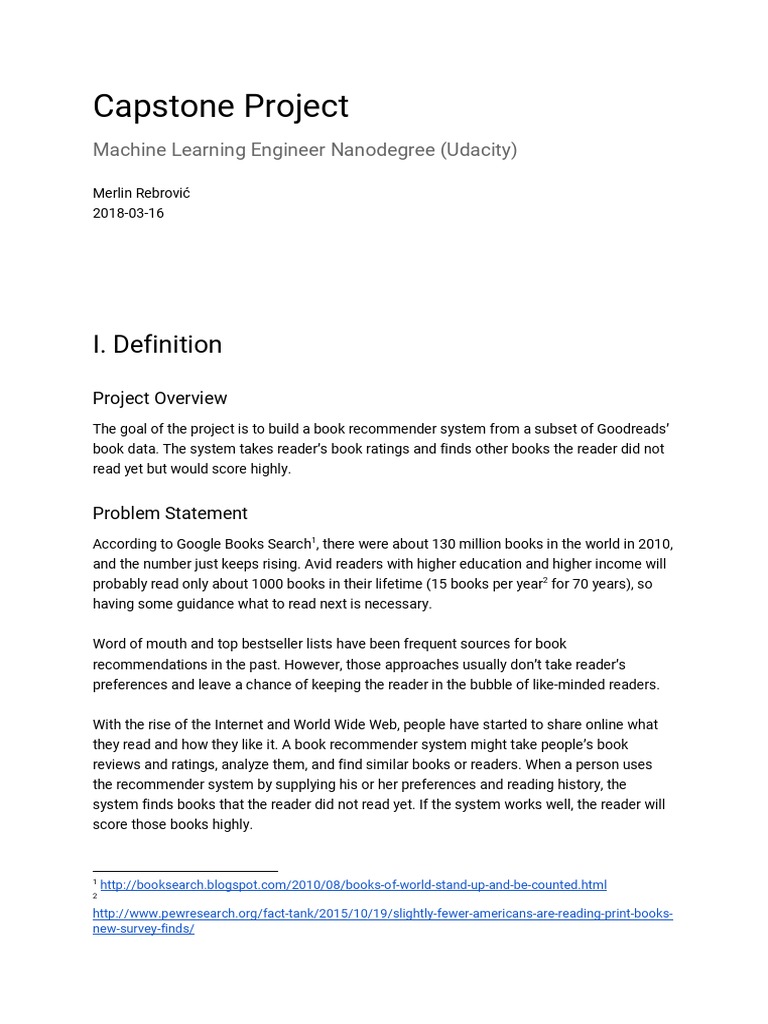 Capstone Project: I. Definition | PDF | Business