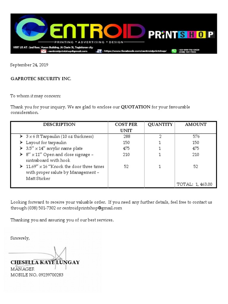 Gaprotec Security Inc.: Chesella Kaye Lungay | PDF