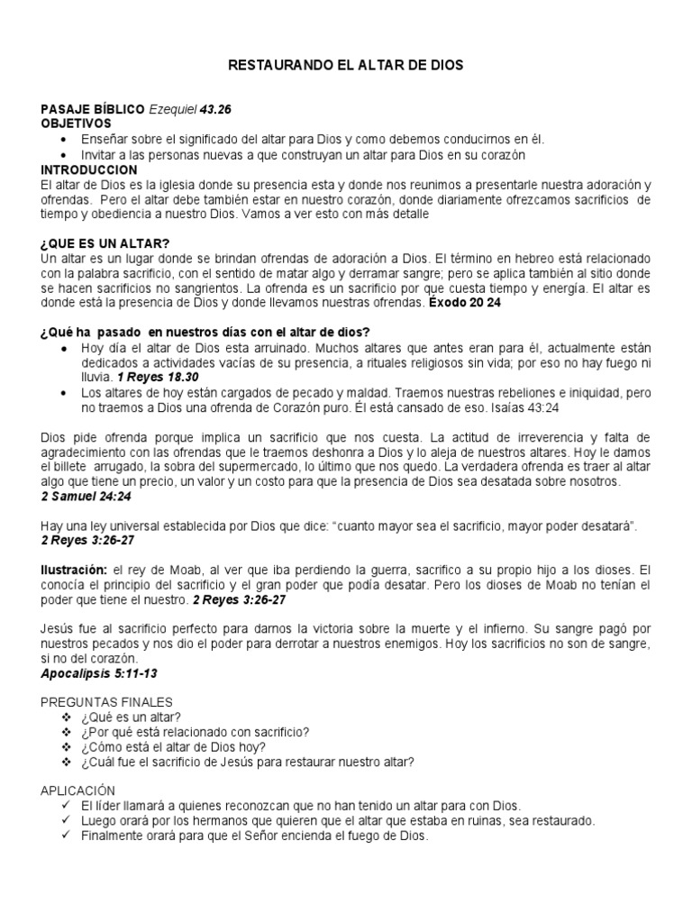 Semana 36 Restaurando El Altar de Dios | PDF | Altar | Dios