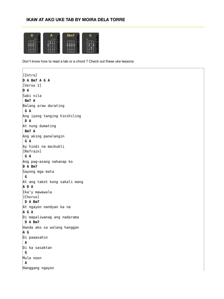 Ikaw at Ako Uke Tab by Moira Dela Torre | PDF