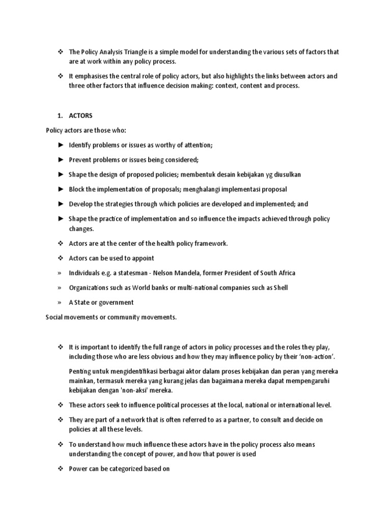 Materi Policy Analysis Triangle | PDF | Policy Analysis | Decision Making