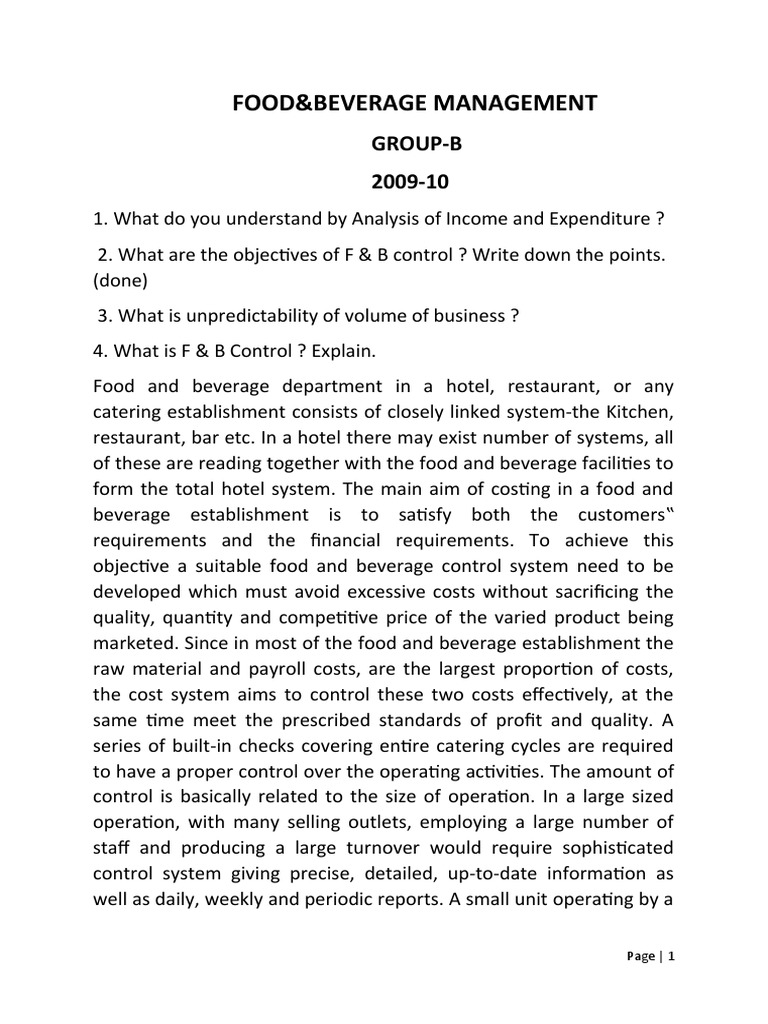 F&B Management Comolet | PDF | Pricing | Foods