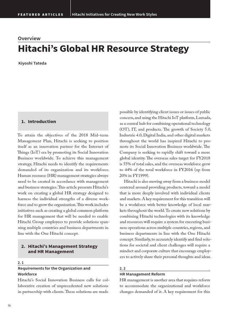 Hitachi's Global HR Resource Strategy: Kiyoshi Tateda | PDF | Human ...