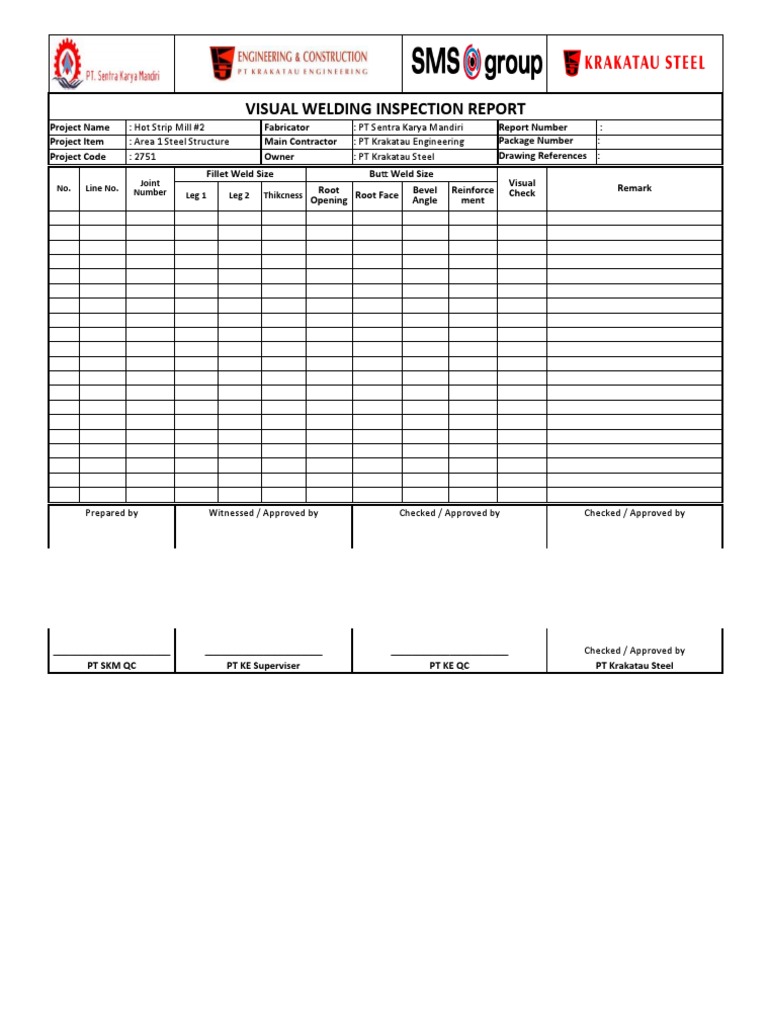 Visual Welding Report | PDF