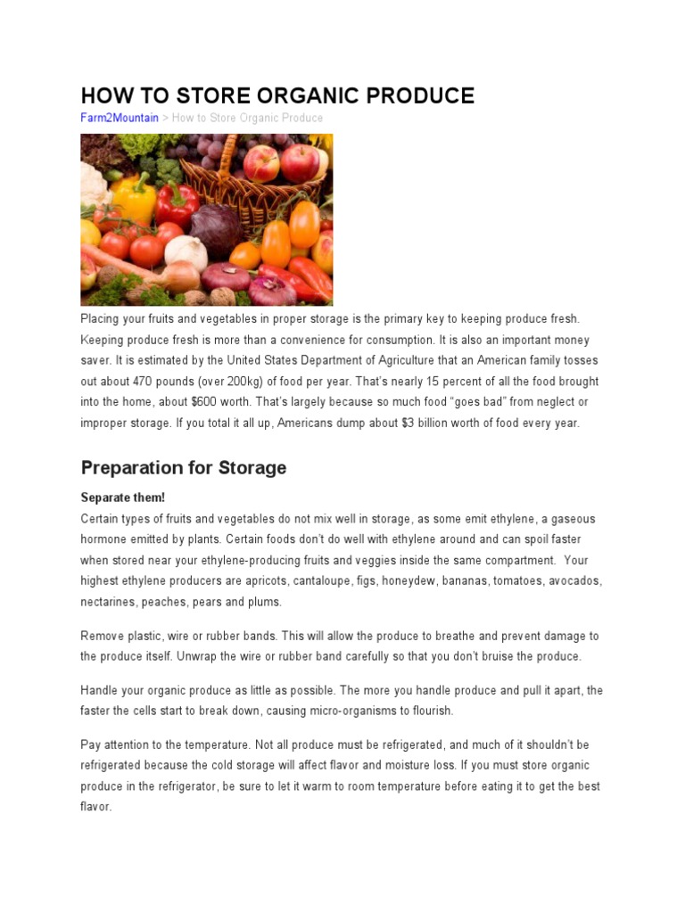 How To Store Organic Produce | PDF | Vegetables | Fruit