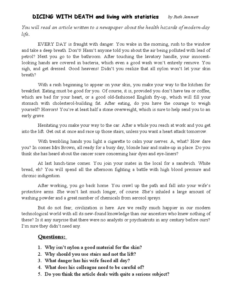 DICING WITH DEATH - Headway Upper-Intermediate | PDF | Nature