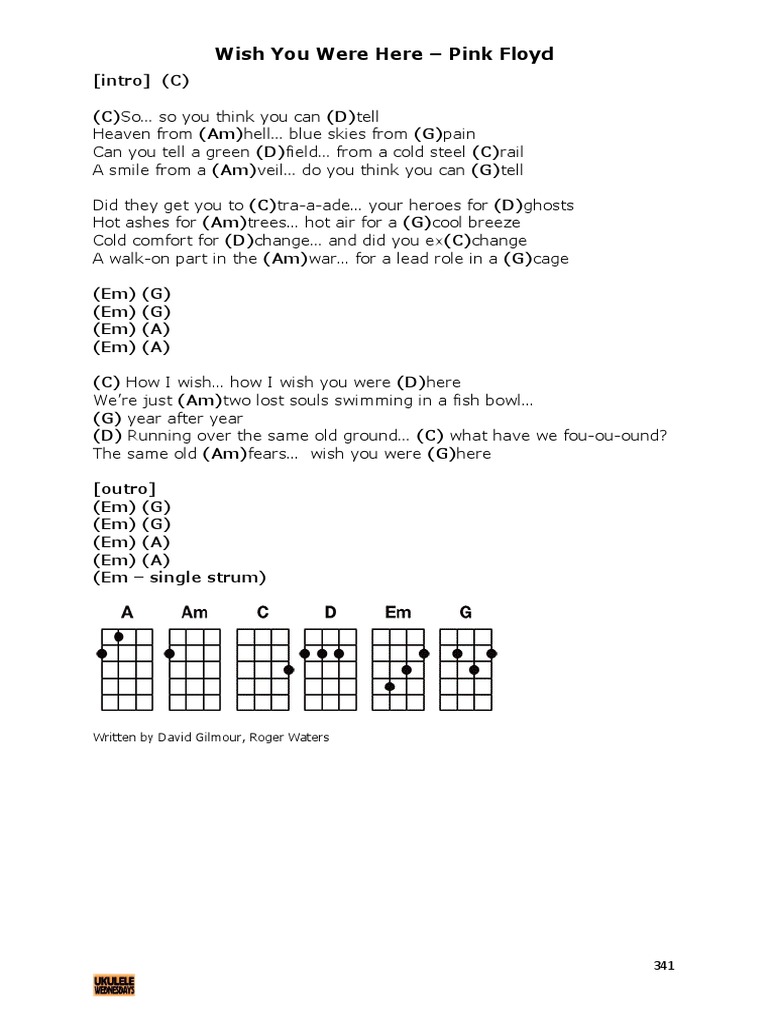 Wish You Were Here Pink Floyd Ukulele | PDF | Art | Poetry