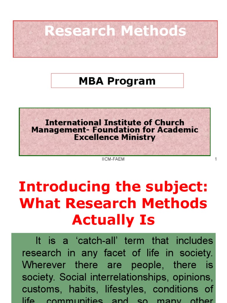 Research Methods: MBA Program | PDF | Scientific Method | Sampling ...