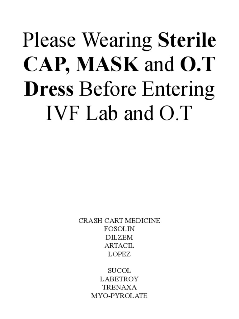 IVF Lab Sterile Protocols and Medications | PDF | Home & Garden