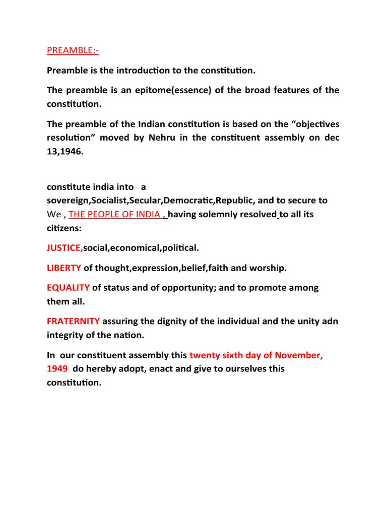 Class 4 PREAMBLE | PDF