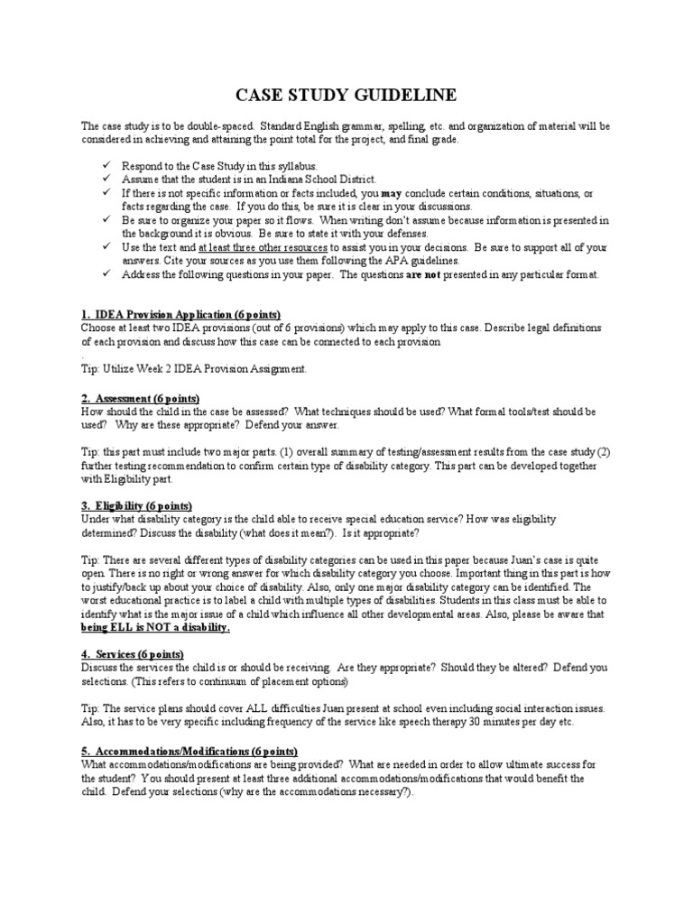 Special Ed Case Study Guide | PDF | Special Education | Wechsler Adult ...