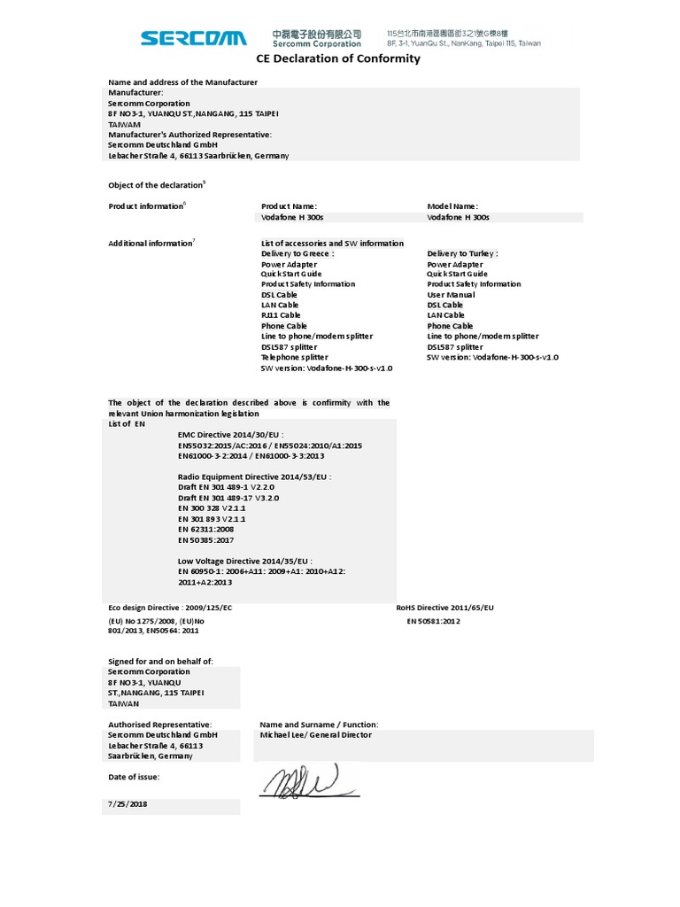 CE Declaration of Conformity: Quick Start Guide Product Safety ...
