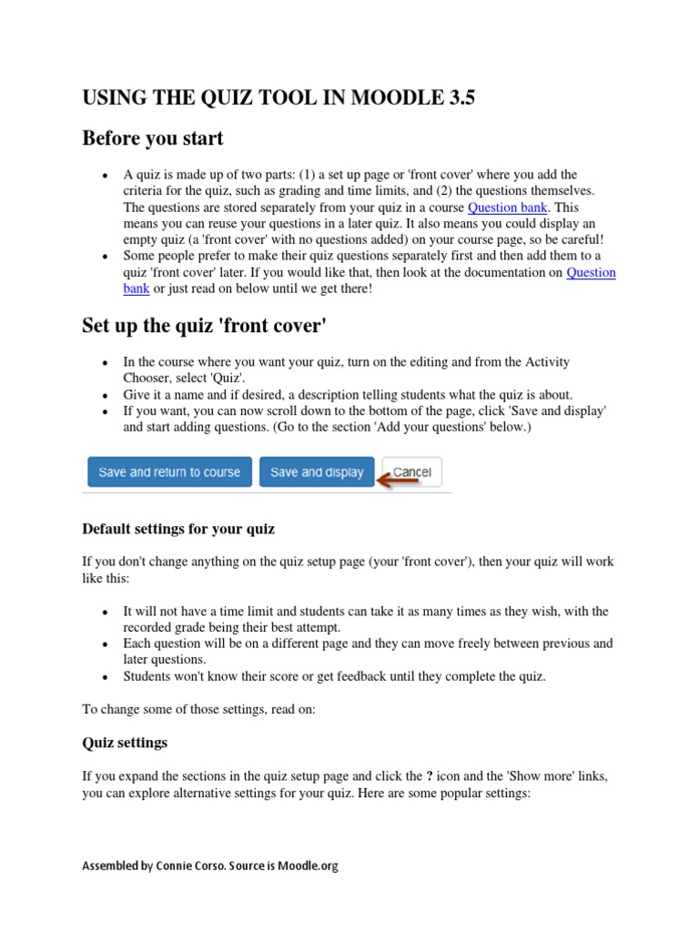 Using The Quiz Tool in Moodle 35pdf PDF | PDF | Multiple Choice | Question