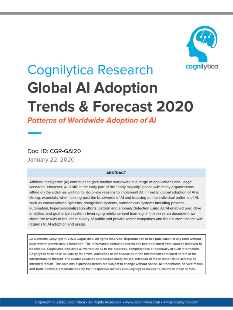 Cognilytica Research: Global AI Adoption Trends & Forecast 2020 | PDF ...