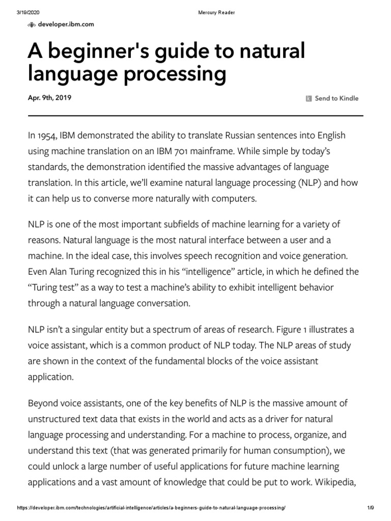 A Beginner's Guide To Natural Language Processing - IBM Developer | PDF ...