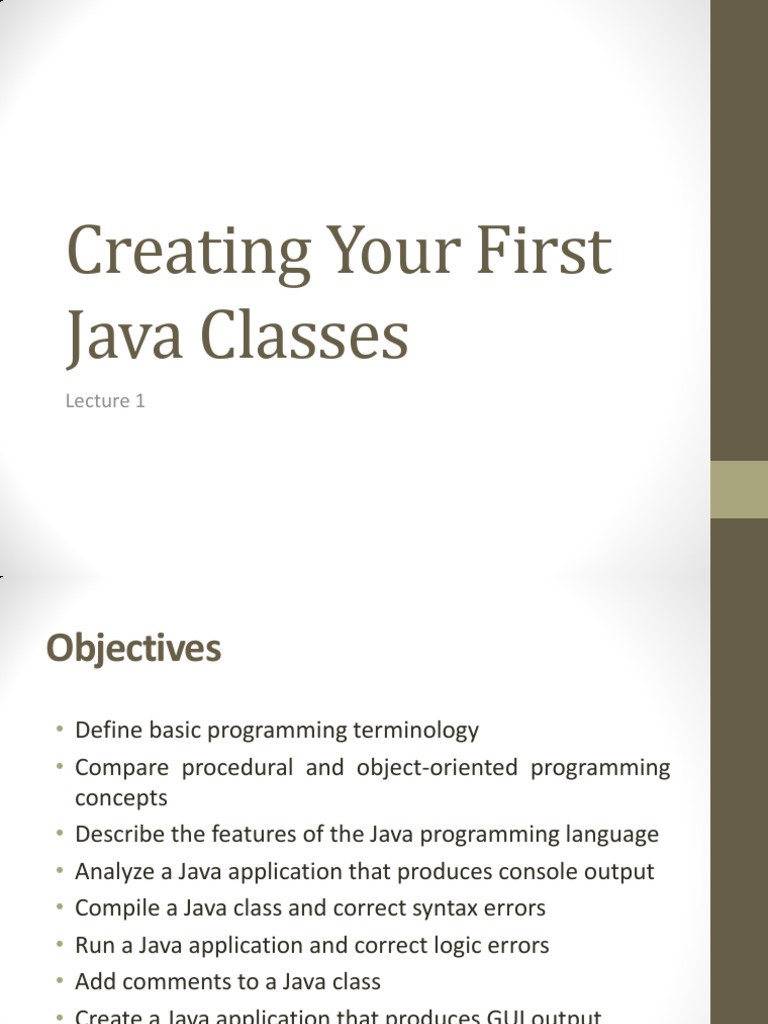 Creating Your First Java Classes | PDF | Computer Programming | Java (Programming Language)