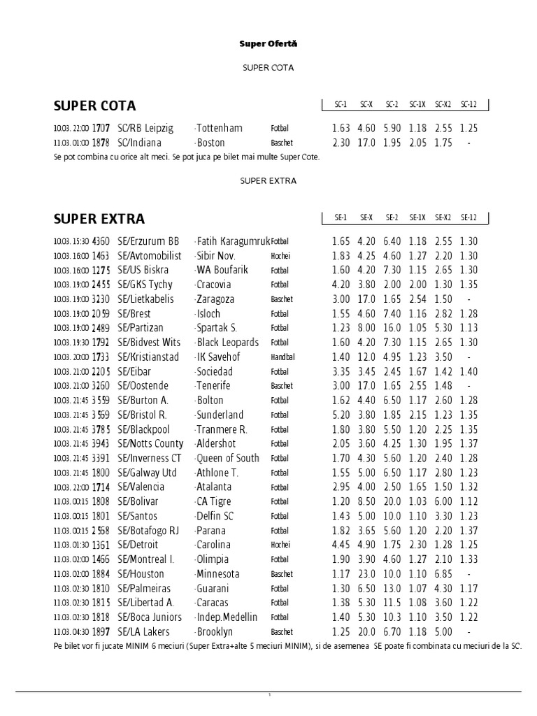 Superbet - Oferta Zilnică PDF | PDF