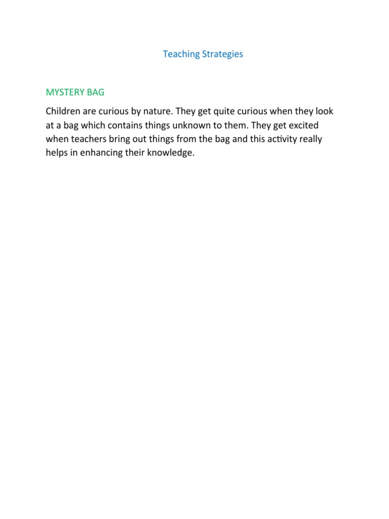 Teaching Strategy | PDF
