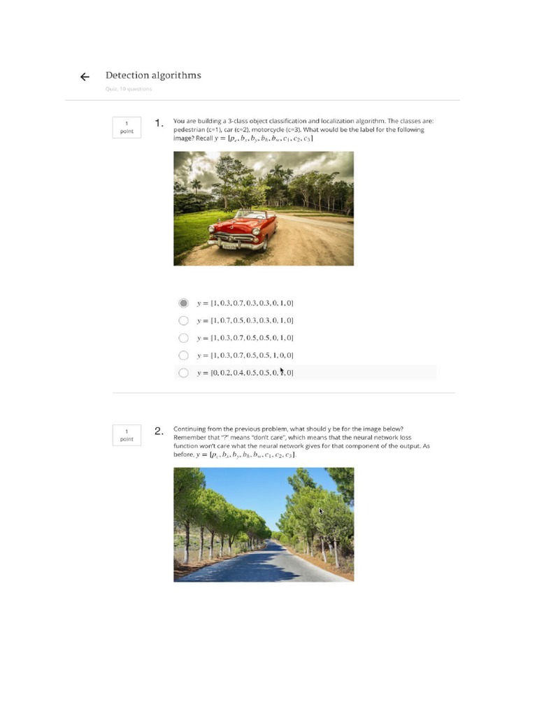 Course 4 - Week 3 - Quiz - Detection Algorithms | PDF
