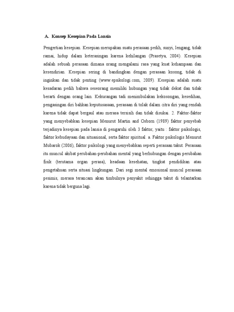 Konsep Kesepian Pada Lansia | PDF