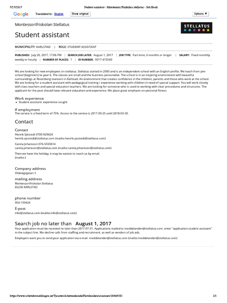 Student Assistant: Contact | Download Free PDF | Business