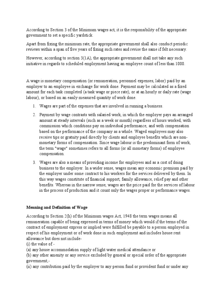 Meaning and Definition of Wage | PDF | Wage | Piece Work
